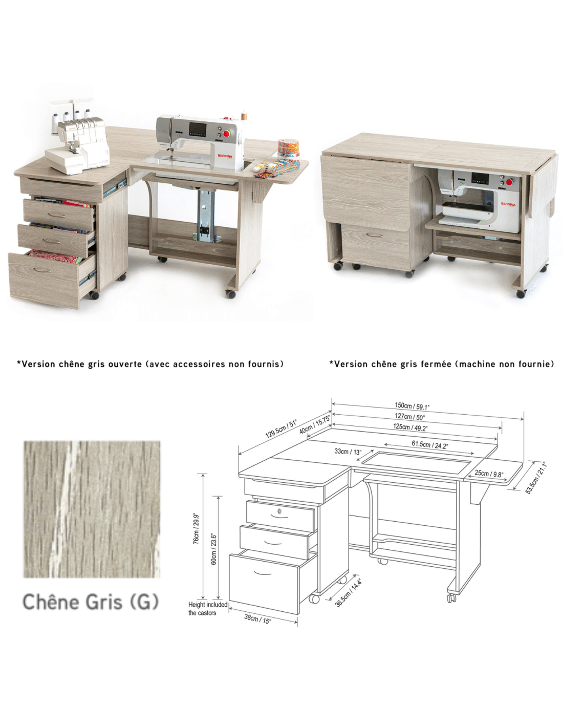 Table de couture Quilter's dream avec insert Tailormade